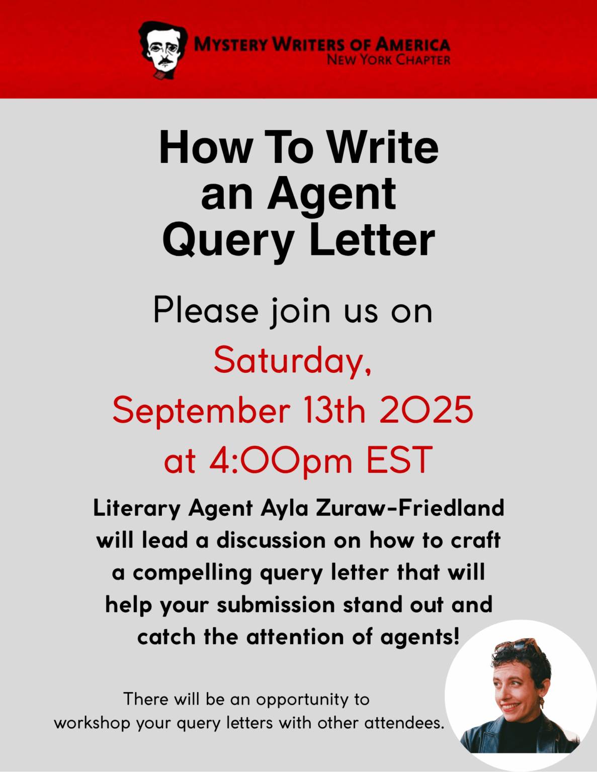 Special Zoom Event: How to Write An Agent Query Letter - Mystery ...
